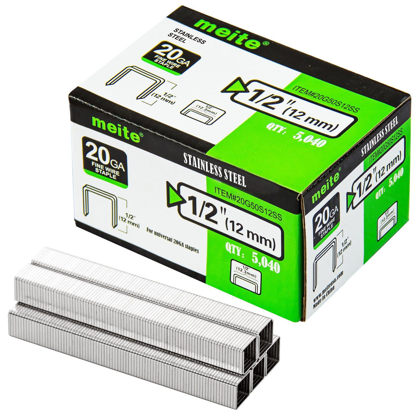 Meite USA 20Ga 1/2'' Crown 304 Stainless Steel Fine Wire Staples ...