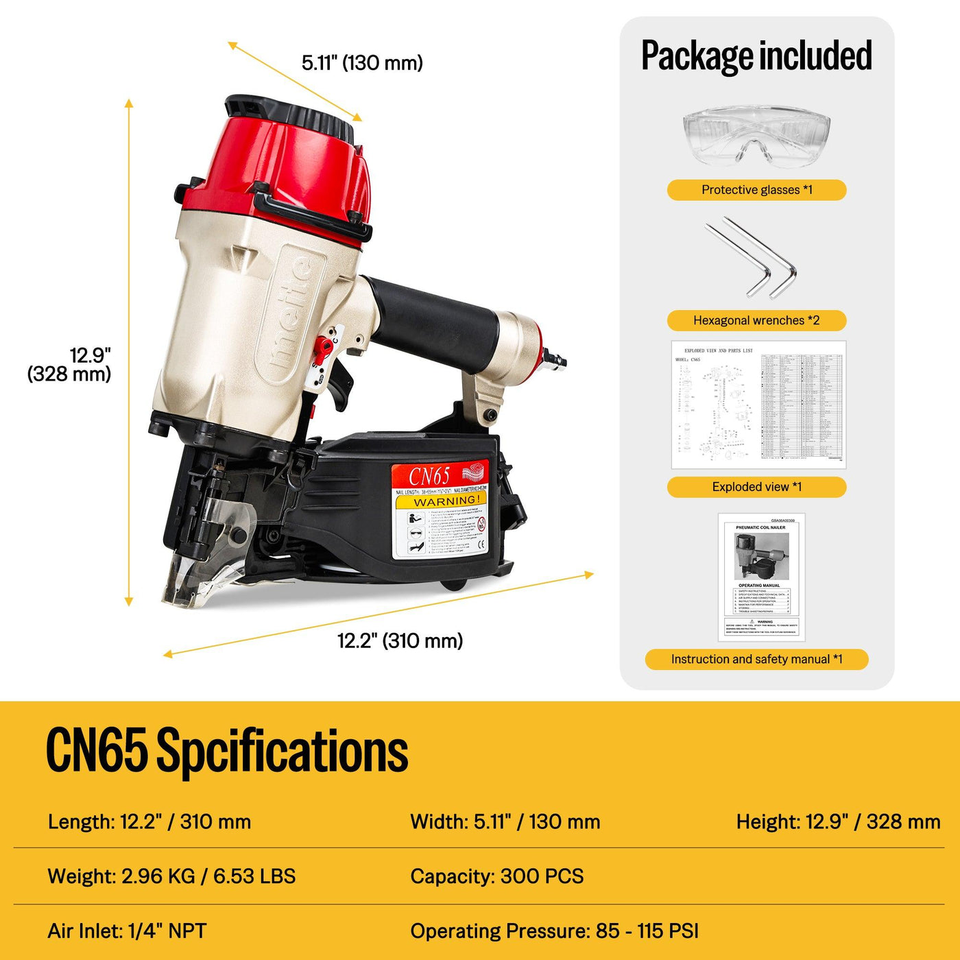 Meite USA CN65 15 Degree Pneumatic Coil Pallet Nailer | Industrial ...